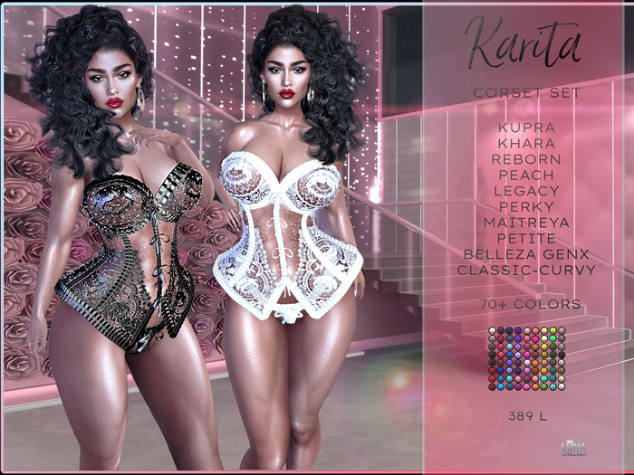 Second Life Marketplace ⭐ Karita Lace Corset With Animated Pearls